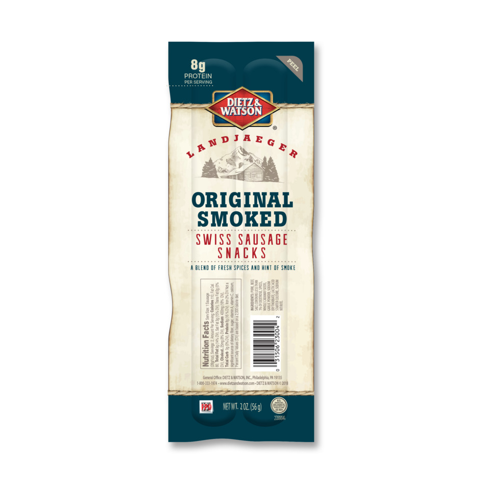 Original Smoked Swiss Sausage Snacks 2 oz Package | Dietz & Watson
